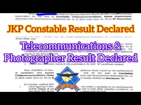 JKP Constable result declared | Telecommunications | Photographer # ...