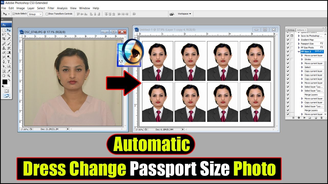 Dress Change Automatic Passport Size Photo in Adobe Photoshop ...
