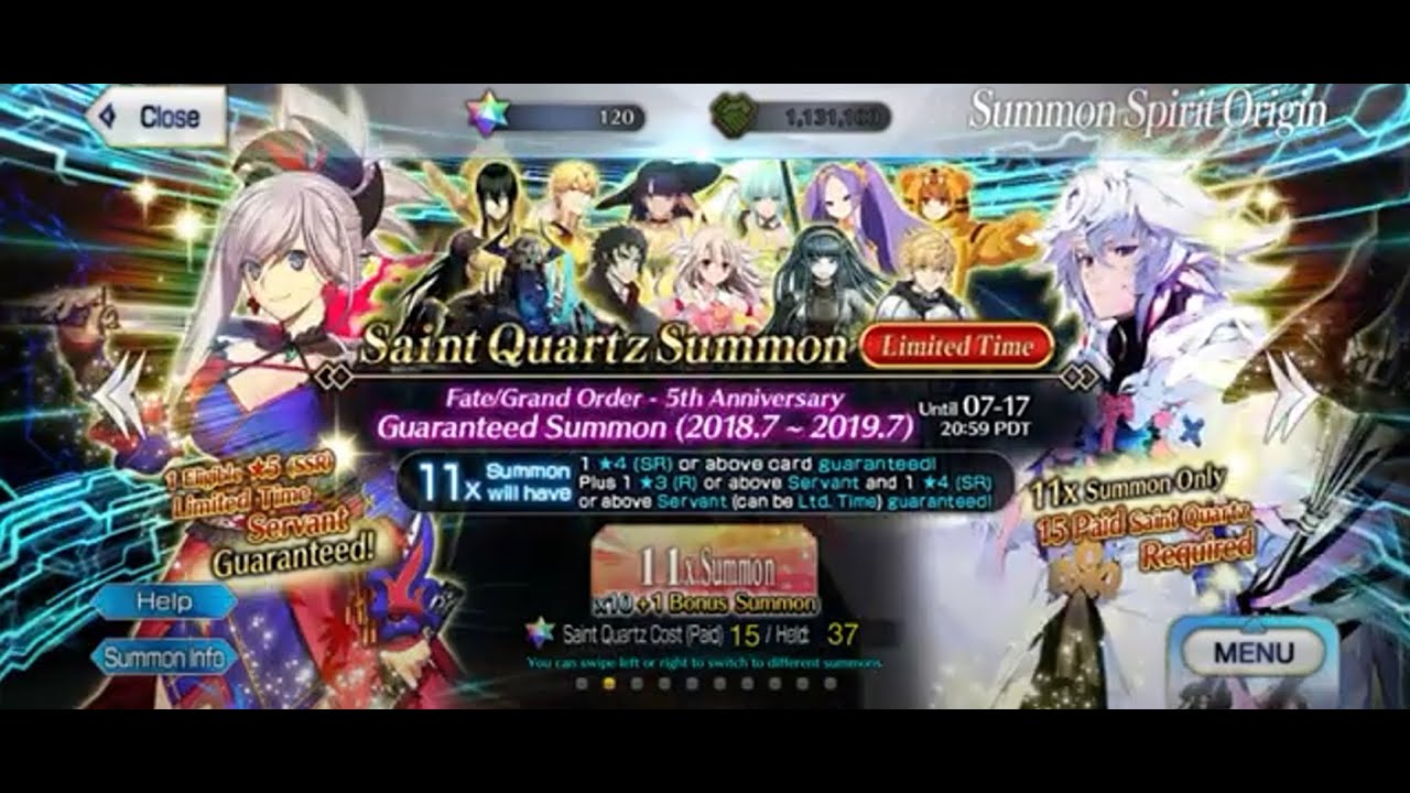 Year 2 GSSR banner roll! FGO 5th Anniversary Guaranteed Summon (Fate ...