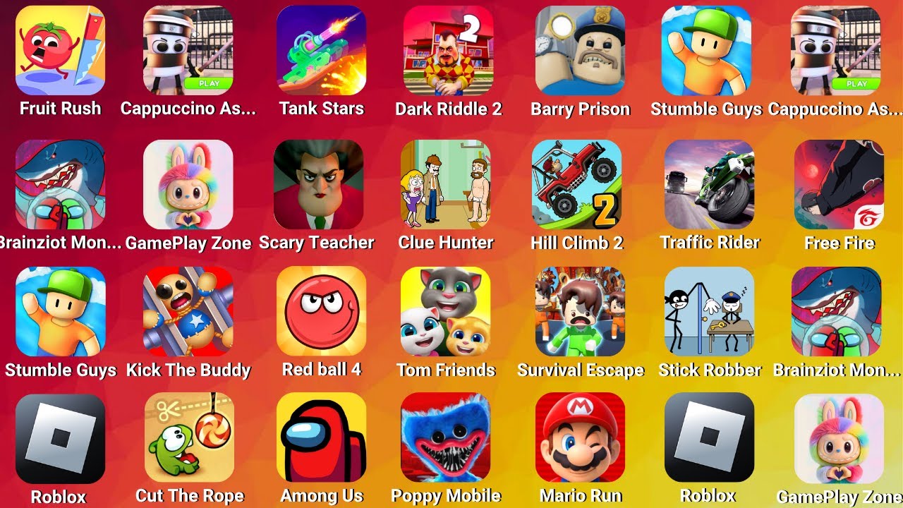 Roblox, Scary Teacher 3D, Cappuccino Assassino, Stumble Guys, Tom ...
