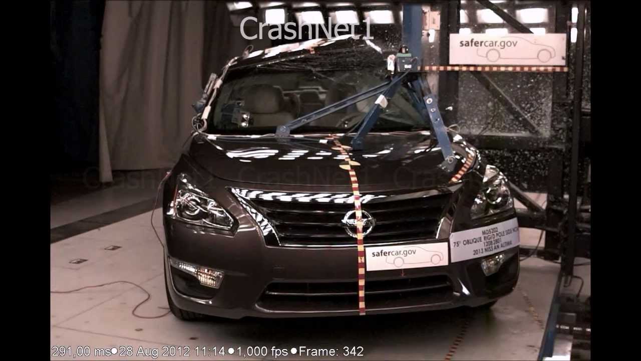 Nissan Altima | 2013 | Pole Crash Test | NHTSA High Speed Camera ...