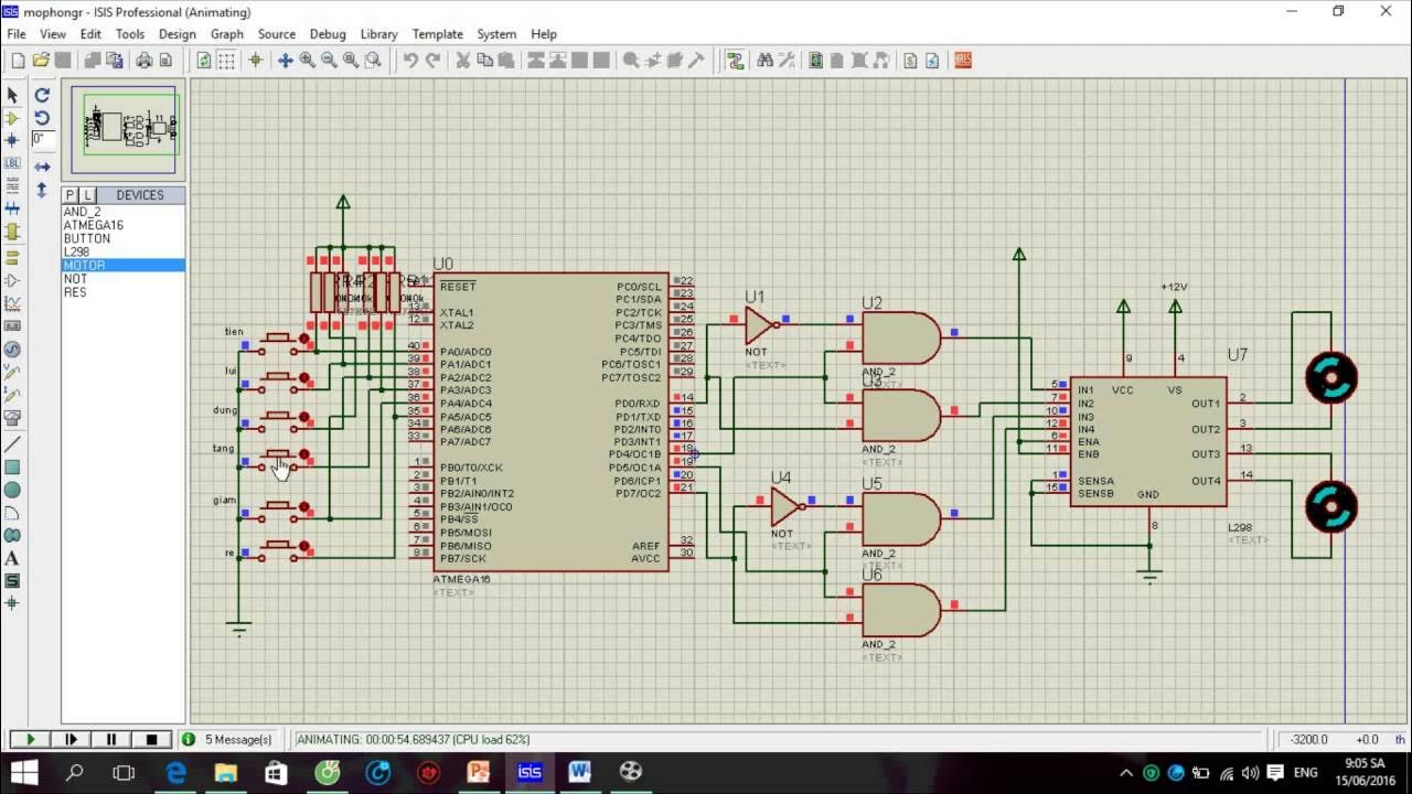 DEMO mô phỏng điều khiển 2 động cơ DC trên Proteus - YouTube