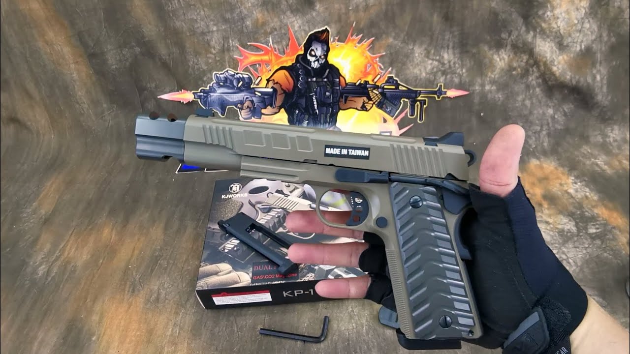 KP-16 1911 Custom ระบบแก๊ส GBB : K.J.Works ร้าน BBGUNSTER - YouTube