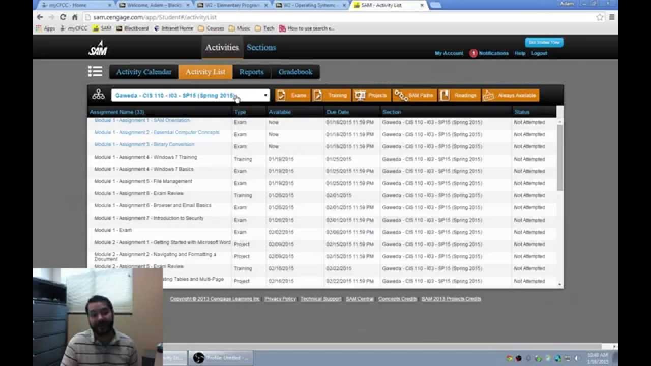 Using SAM's Calendar & Activity List - YouTube