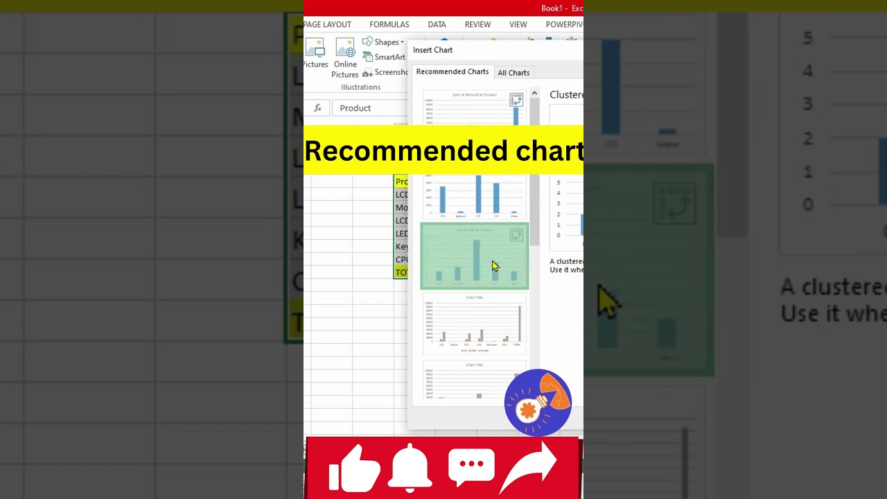 Recommended Chart In Excel excel Tricks exceltrends excelshorts Recommended Chart In Excel excel Tricks exceltrends excelshorts