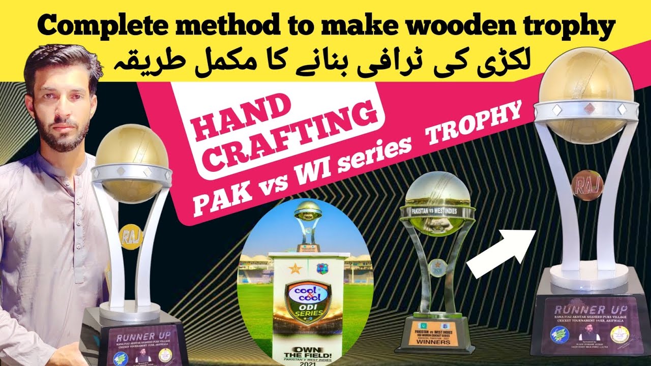 How to make trophy for cricket? | Scrap wood trophy | hand made wooden ...