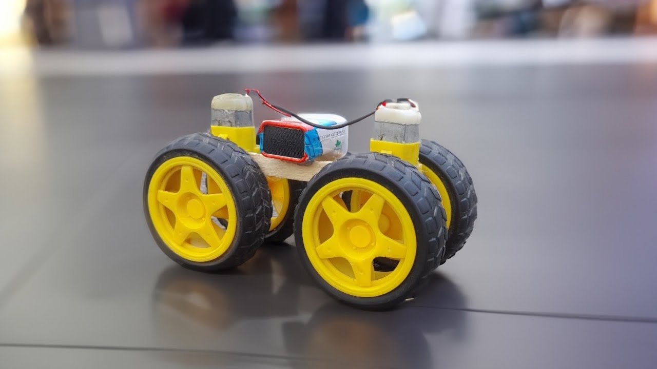 DIY Electric Car with Dual Gear Motors | 9V Battery Powered //Diy think ...