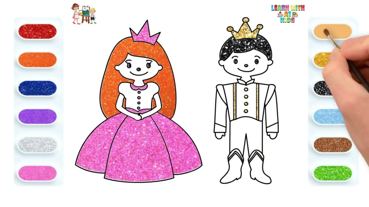 Prince and Princess Drawing and Coloring Tutorial | Learn How to Easy ...