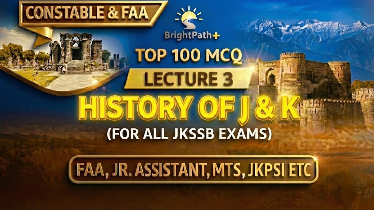 Top 100 PYQs on History of Jammu & Kashmir | MCQs for #JKSSB #JKPSI # ...