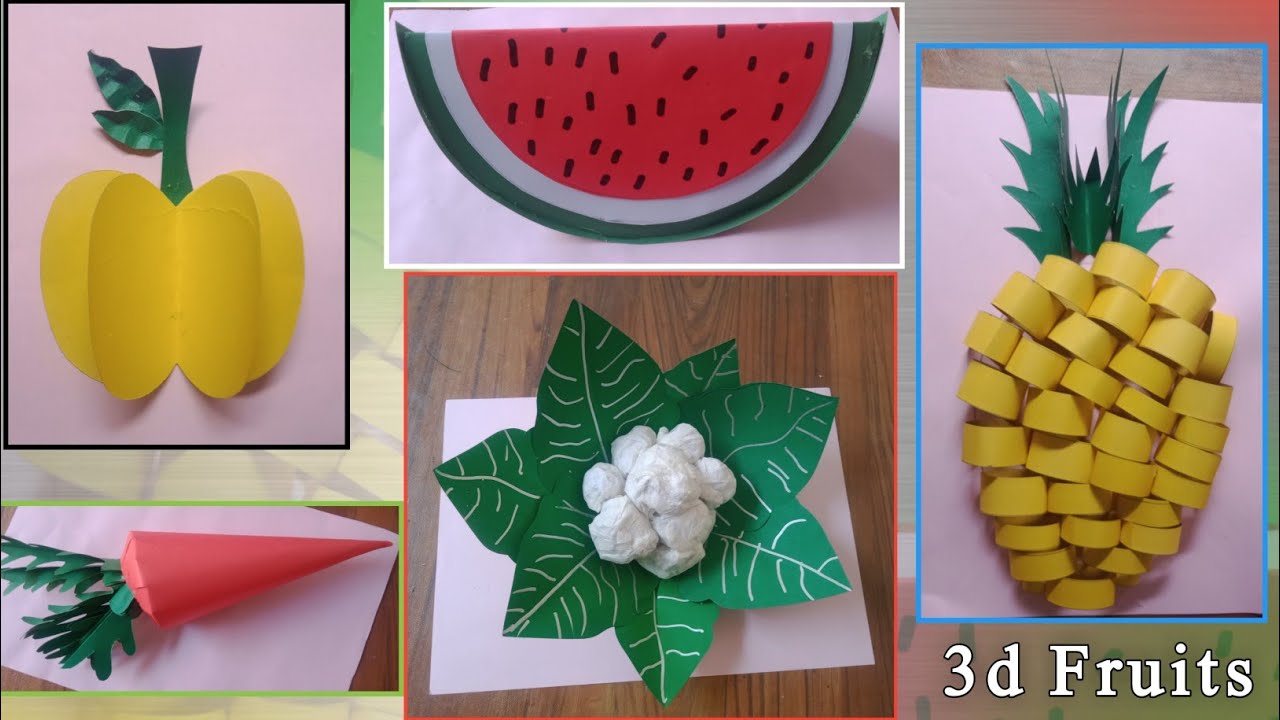 Classroom Decoration /DIY 3D Fruits For Kids/ Paper Craft - YouTube