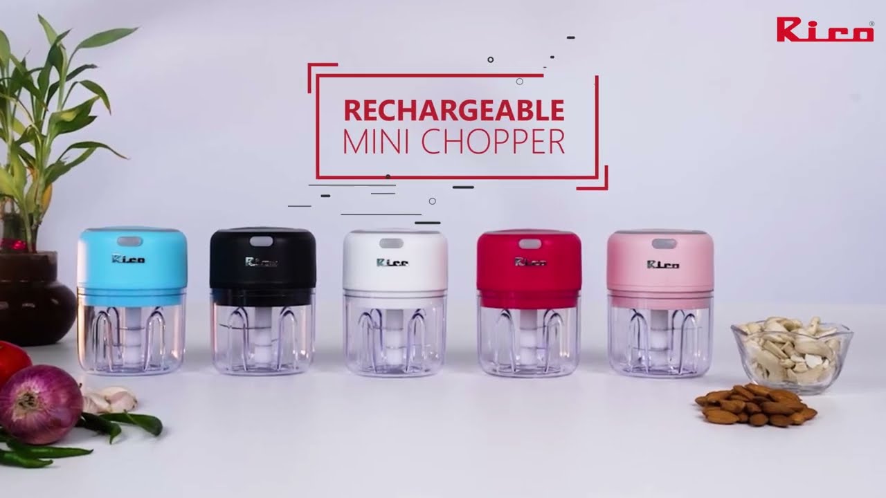 Rico Rechargeable Mini Electric Chopper, 1Touch Operation, Portable ...
