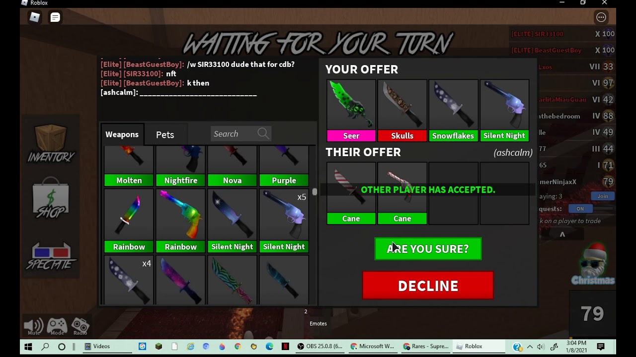 Trading for Cane Set | MM2 Trading - YouTube