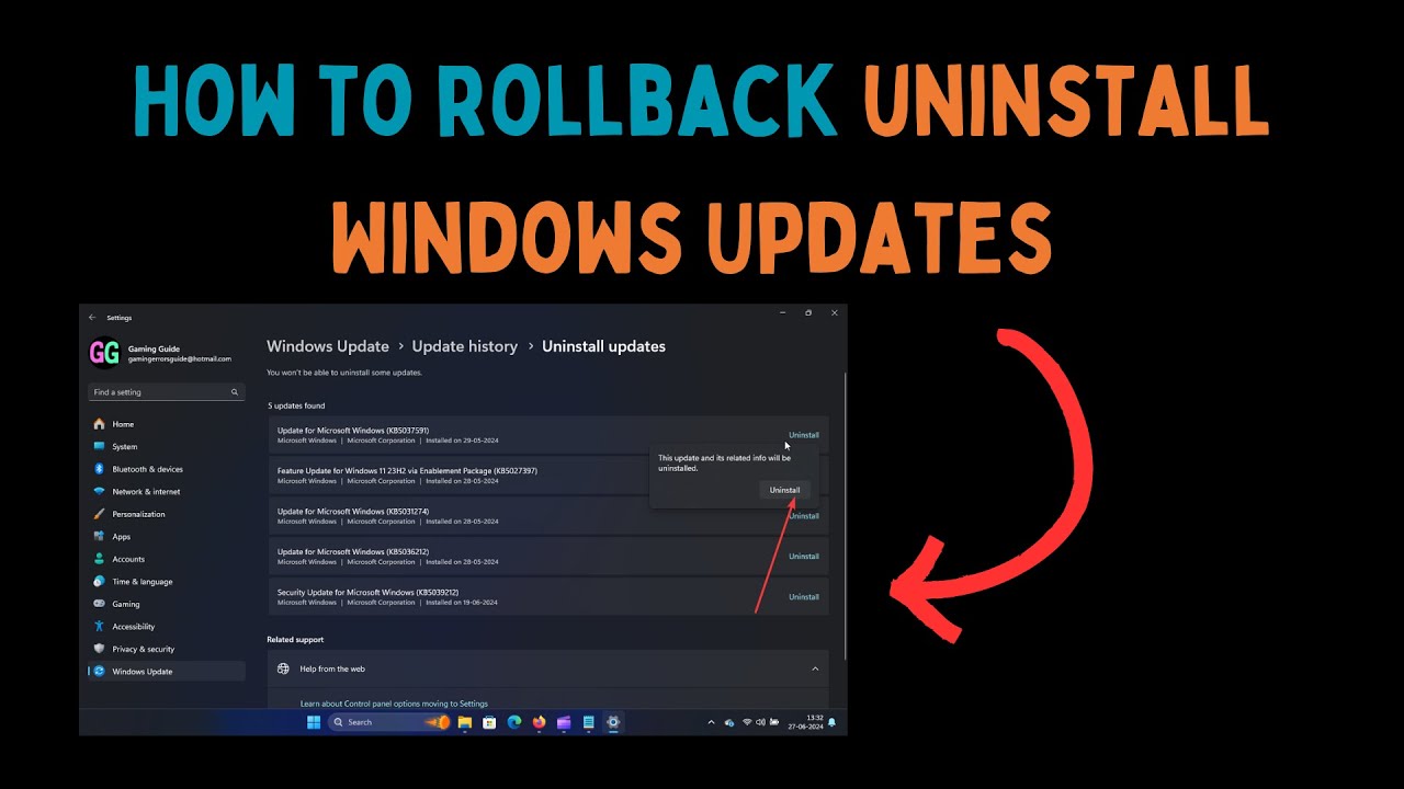 How to Rollback Or Uninstall Windows Updates in Windows 11 - YouTube