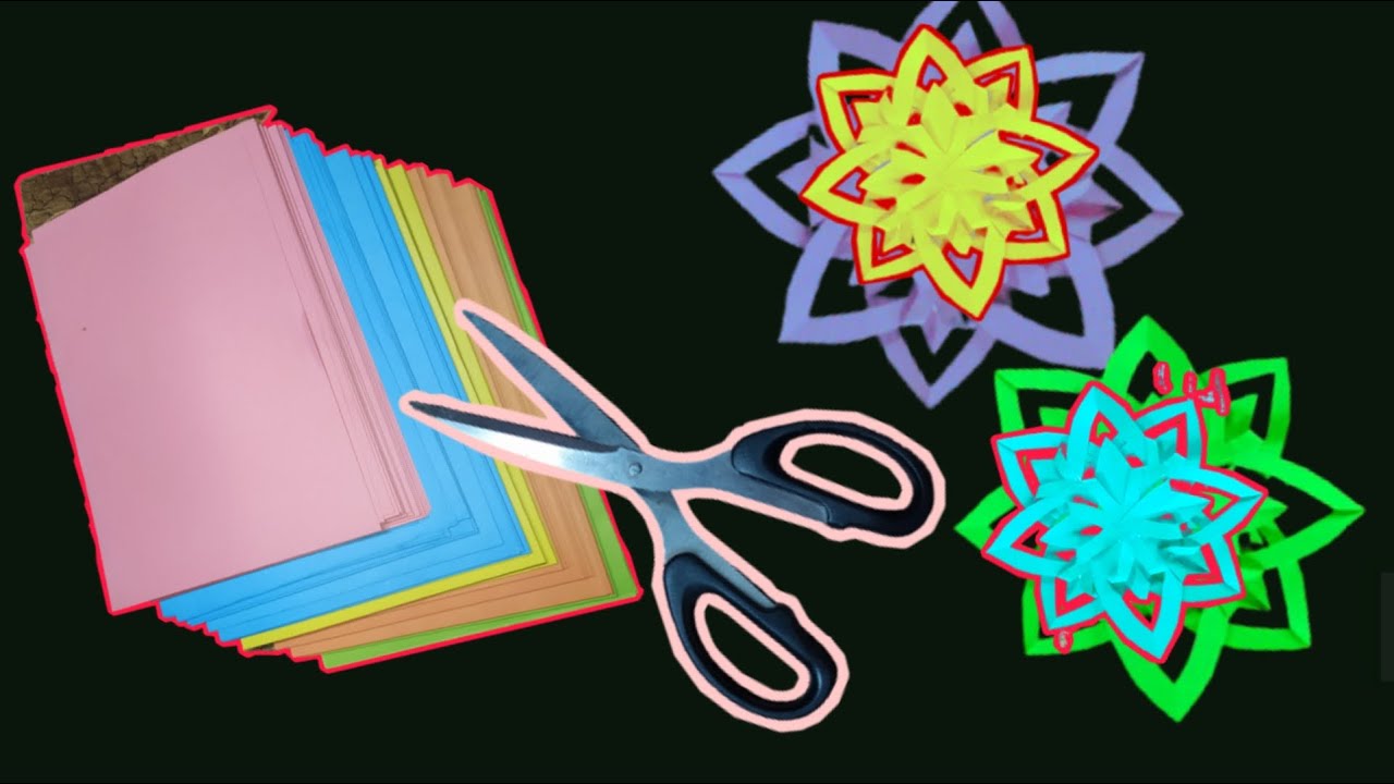 How to make Origami Star Flower DIY Paper Star Flower Craft - YouTube
