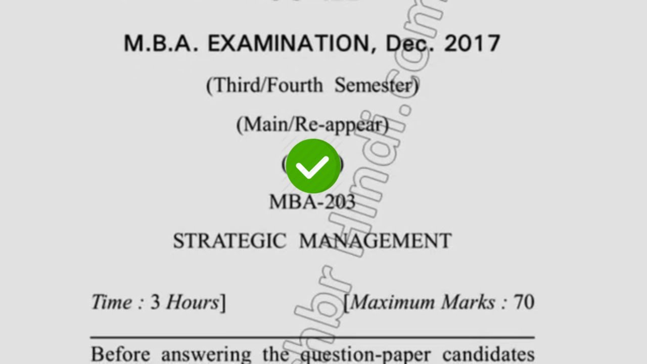 2017 Dcrust MBA 3rd 4th Sem Rappear Strategic Management Question Paper ...