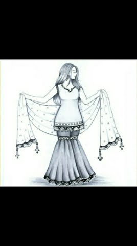 How to draw a girl wearing sharara dress drawing for beginners #short # ...