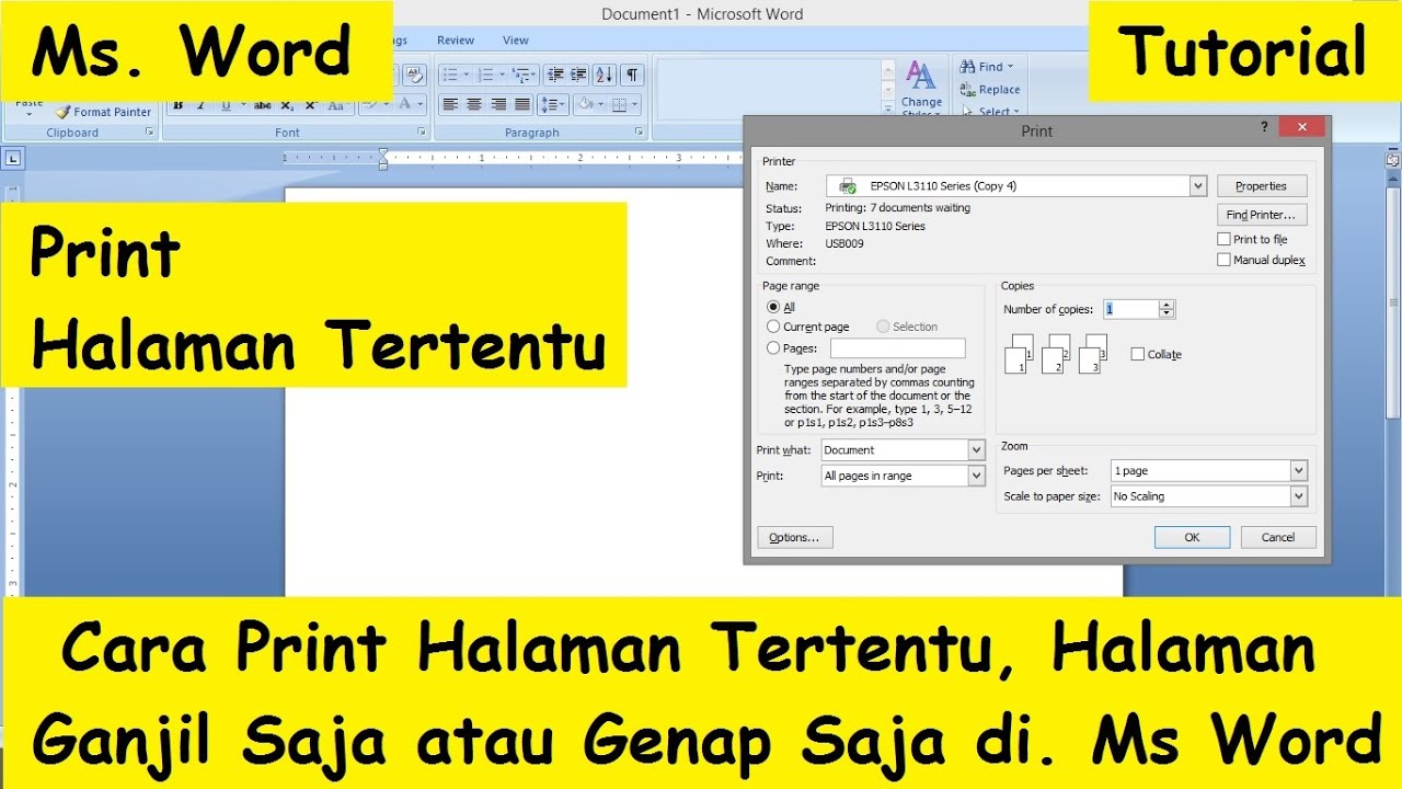 Cara Print Halaman Tertentu, Halaman Ganjil Saja atau Genap Saja di. Ms Word - Tutorial Ms. Word ...