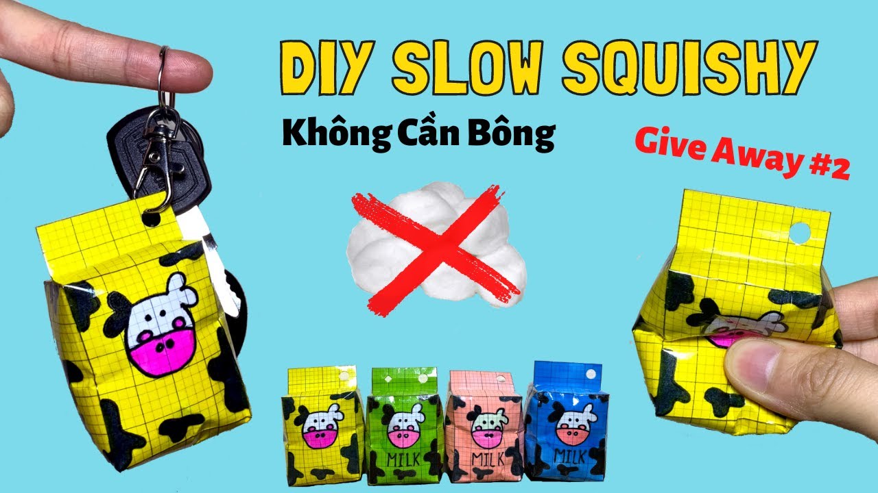 Cách Làm Móc Khóa Squishy Không Cần Bông Hình Hộp Sữa Bò - DIY Keychain ...