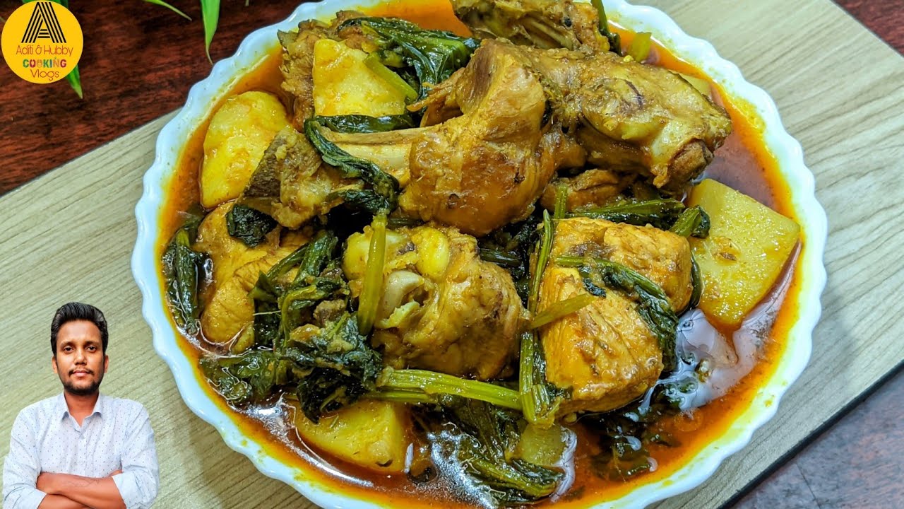 Healthy Chicken Curry With Mustard Greens & Potatoes | Assamese Chicken ...