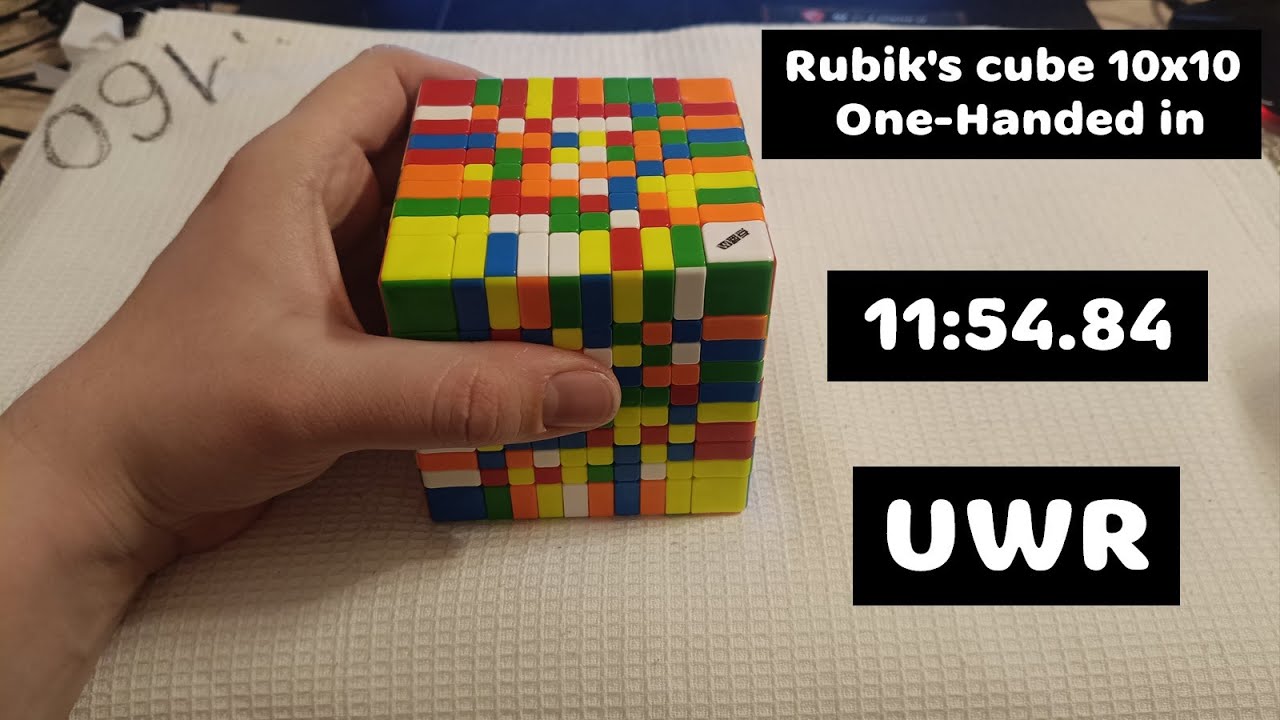 Rubik's cube 10x10 One-Handed in 11:54.84 (UWR) - YouTube