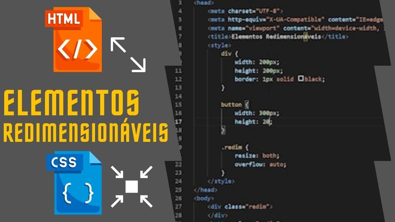 ELEMENTOS REDIMENSIONÁVEIS - HTML E CSS - YouTube
