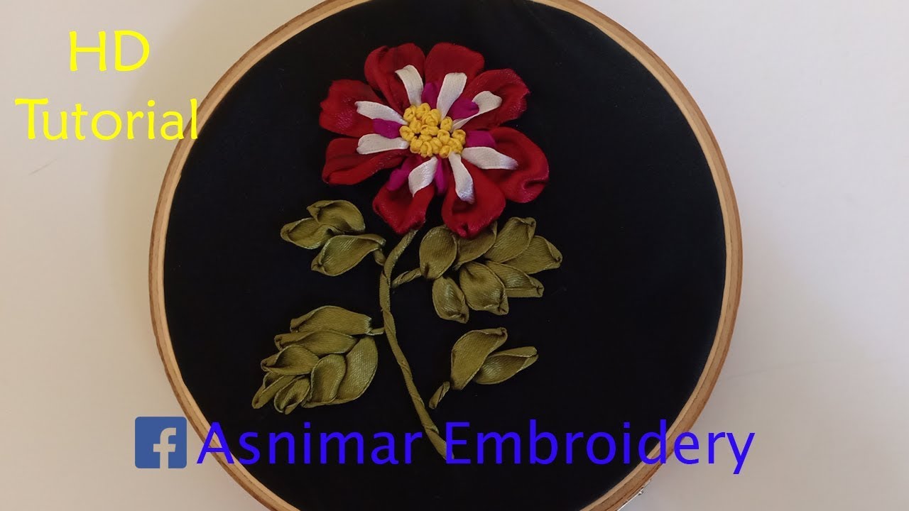 Ribbon Embroidery Flower - Begonia - YouTube