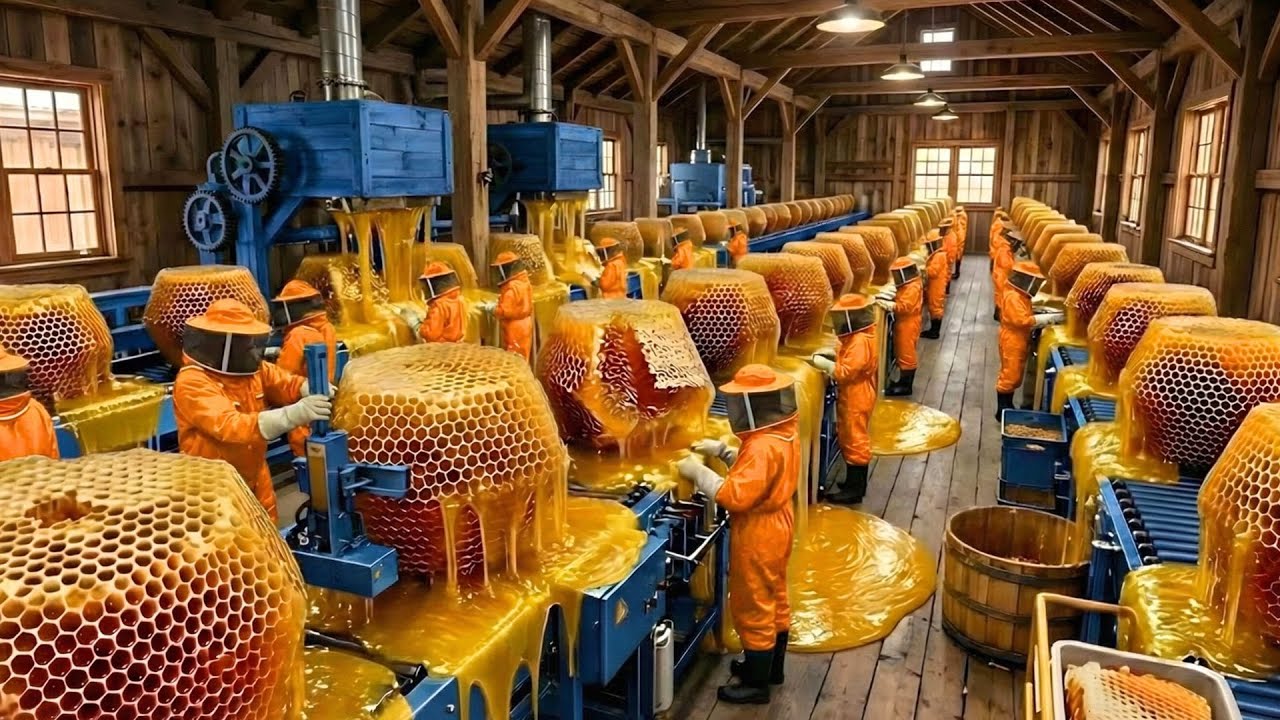 INSIDE A HONEY FACTORY: HOW HONEY IS COLLECTED FROM BEEHIVES AND MADE ...