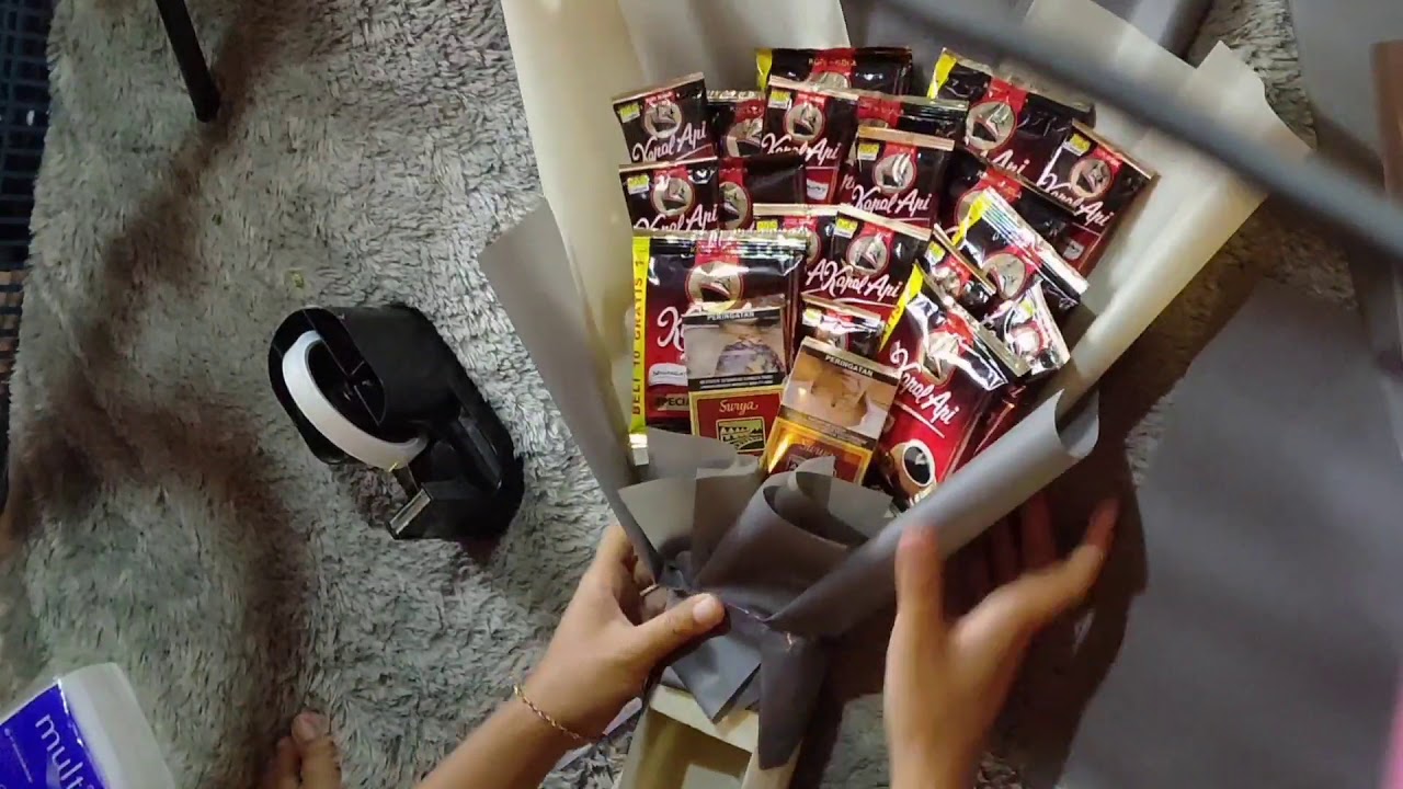 tutorial buat buket kopi dan rokok bucket bouquet bikin kado untuk ...