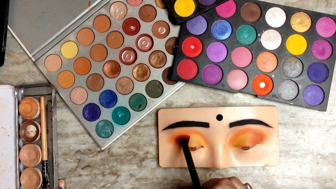 Cut crease rainbow eye makeup - YouTube