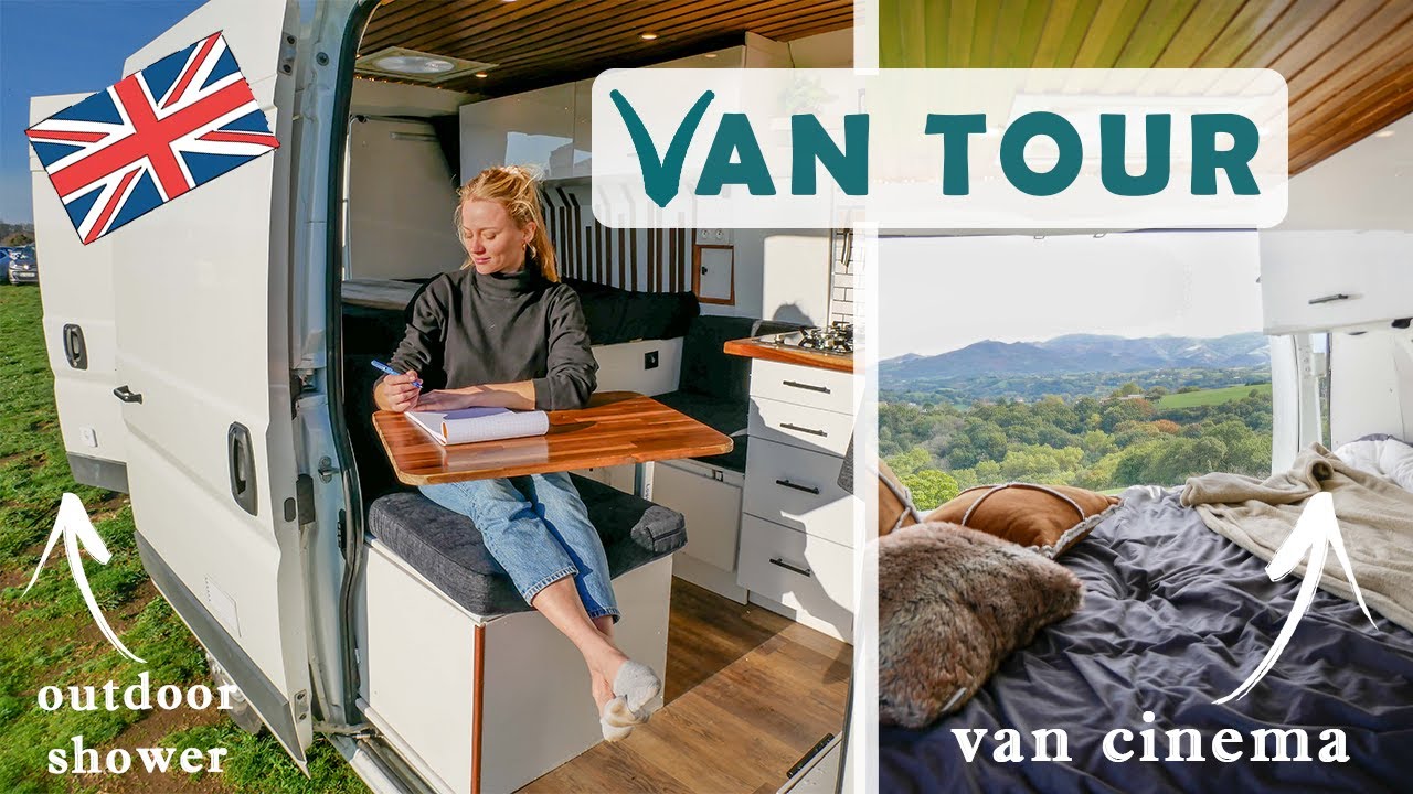 VAN TOUR | off grid, modern van build with a private cinema! - YouTube
