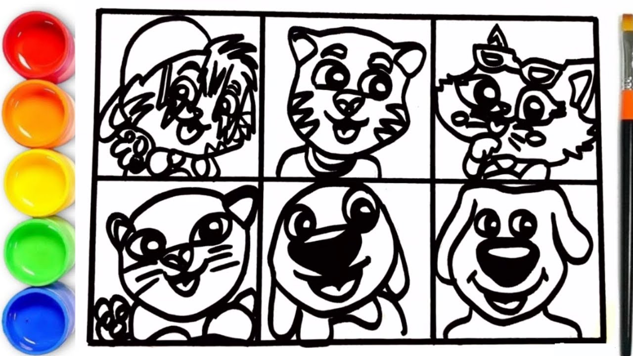 How to draw Talking Tom Characters | Talking Tom Drawing | Drawing For ...