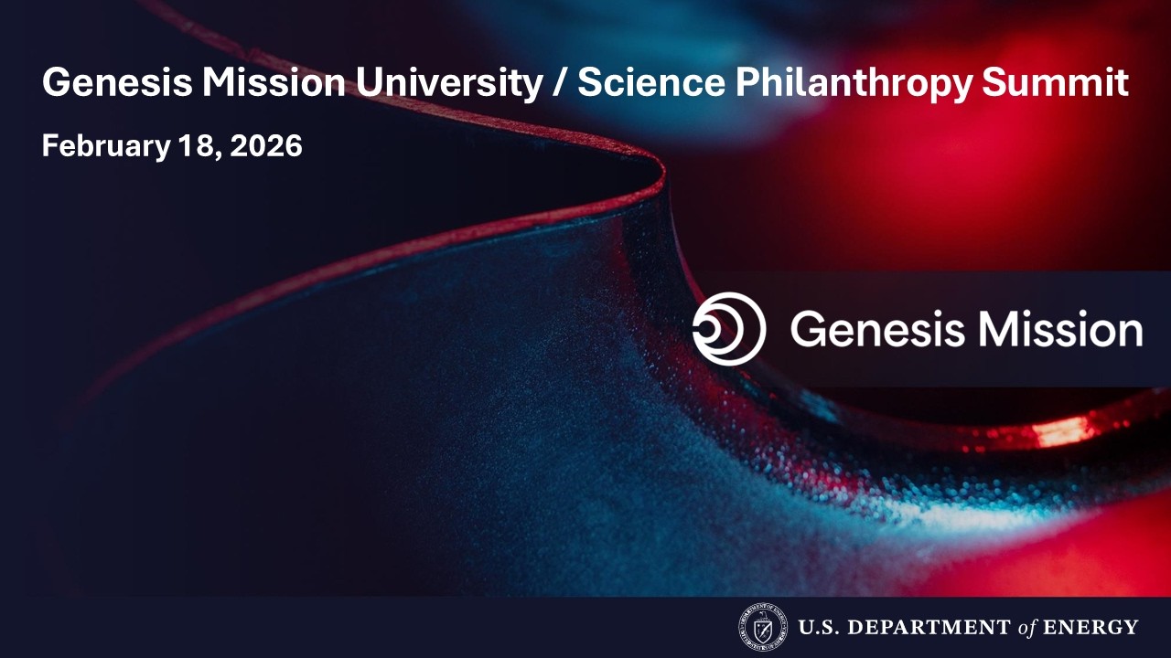 Genesis Mission University/Science Philanthropy Summit - YouTube