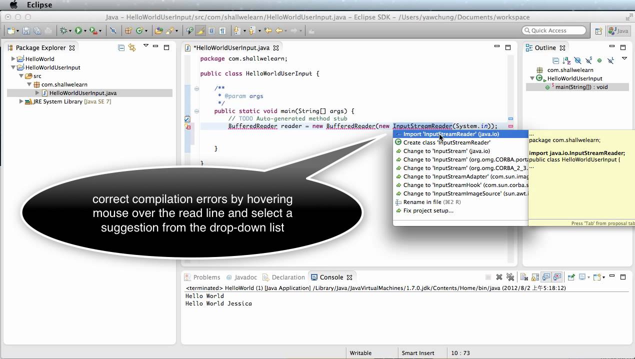 5-Minute Java with Eclipse Juno Part 3: User Input - YouTube