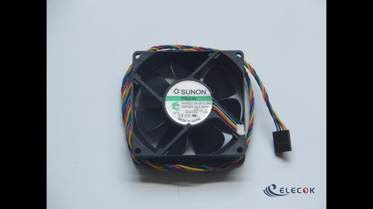 MF80201VX-Q010-S99 12V 3.84W 4wires cooling fan - YouTube
