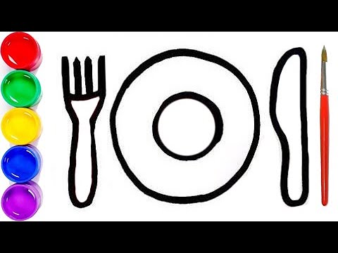 Dishes Drawing, Painting, Coloring for Kids, Toddlers | Easy Drawings ...