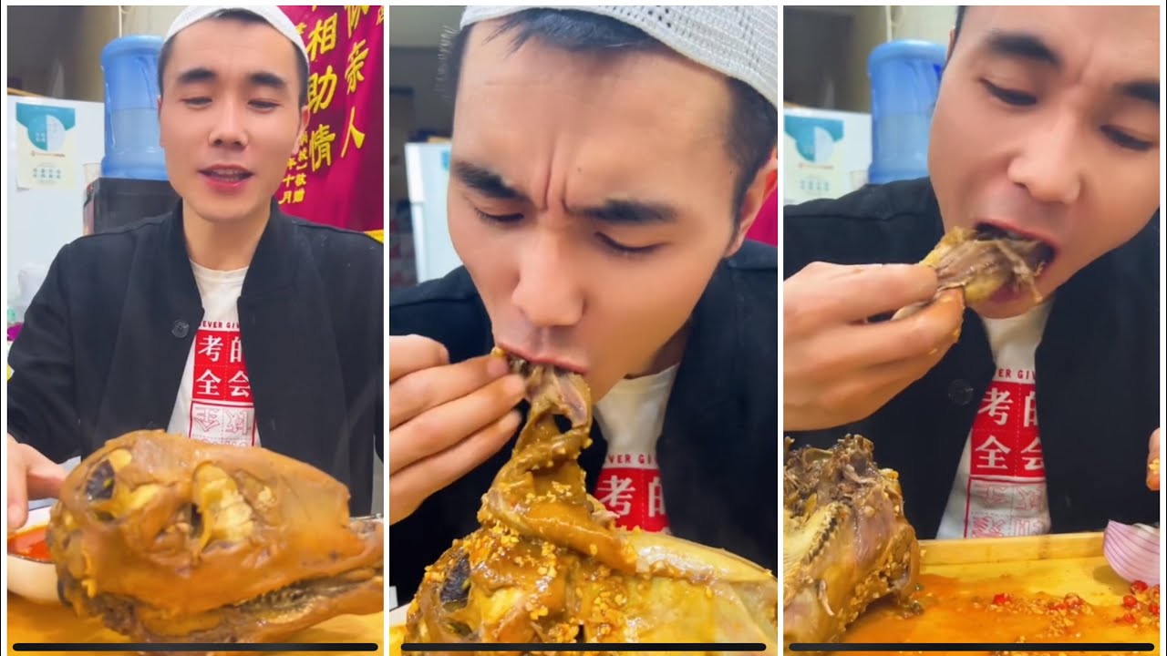 Asmr sheep head eating challenge goat head eating with delicious sound ...