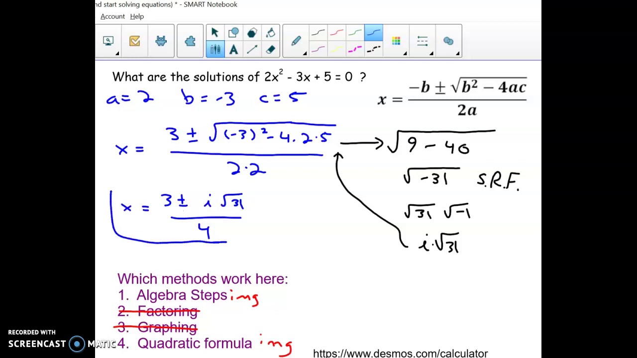 Solving a Quadratic with Imaginary Solutions - YouTube