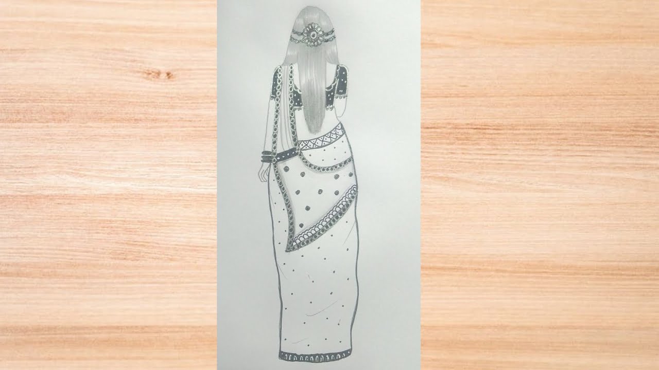 HOW TO DRAW A BEAUTIFUL SAREE WOMEN | PENCIL DRAWING OF WOMEN | STEP BY ...