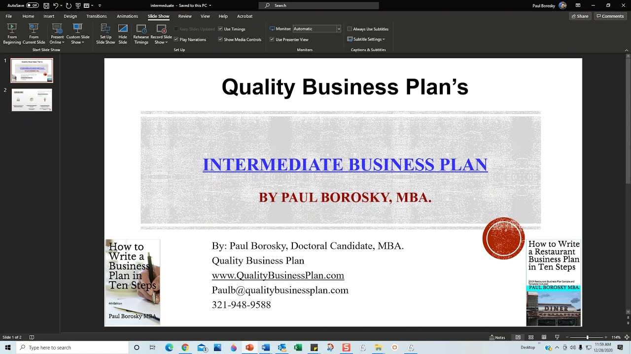 Intermediate Business Plan Example - Quality Business Plan - By: Paul ...
