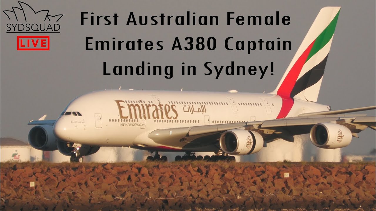 [4K/60] First Australian Female Airbus A380 Emirates Captain Landing in ...