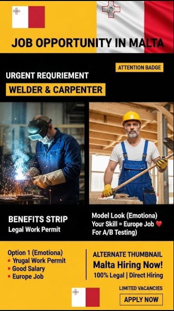 Job Opportunity in 🇲🇹 Malta – Urgent Hiring!#MaltaJobs #EuropeJobs # ...