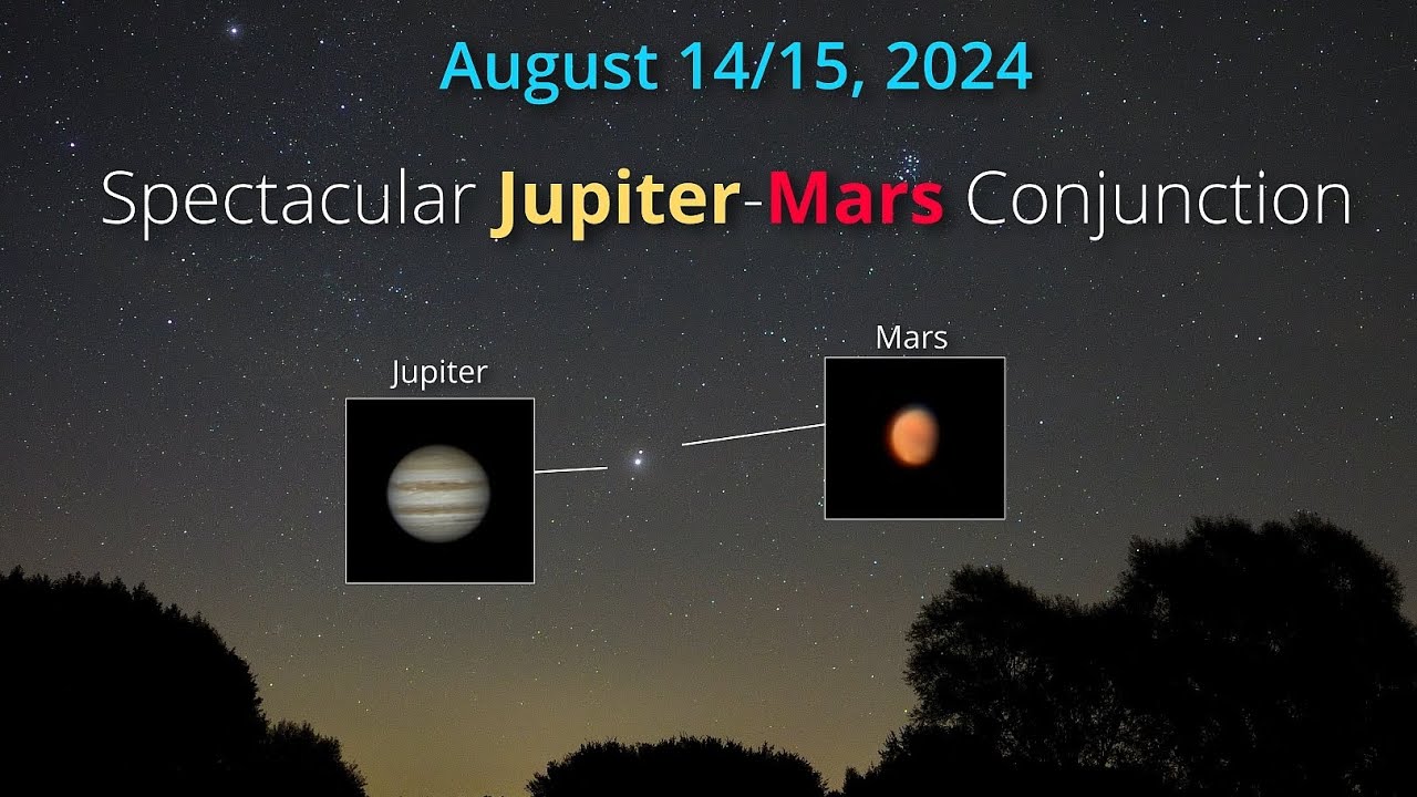 Jupiter - Mars Conjunction, August 14 - 15, 2024. Planets visible to the naked eye! Don't miss ...