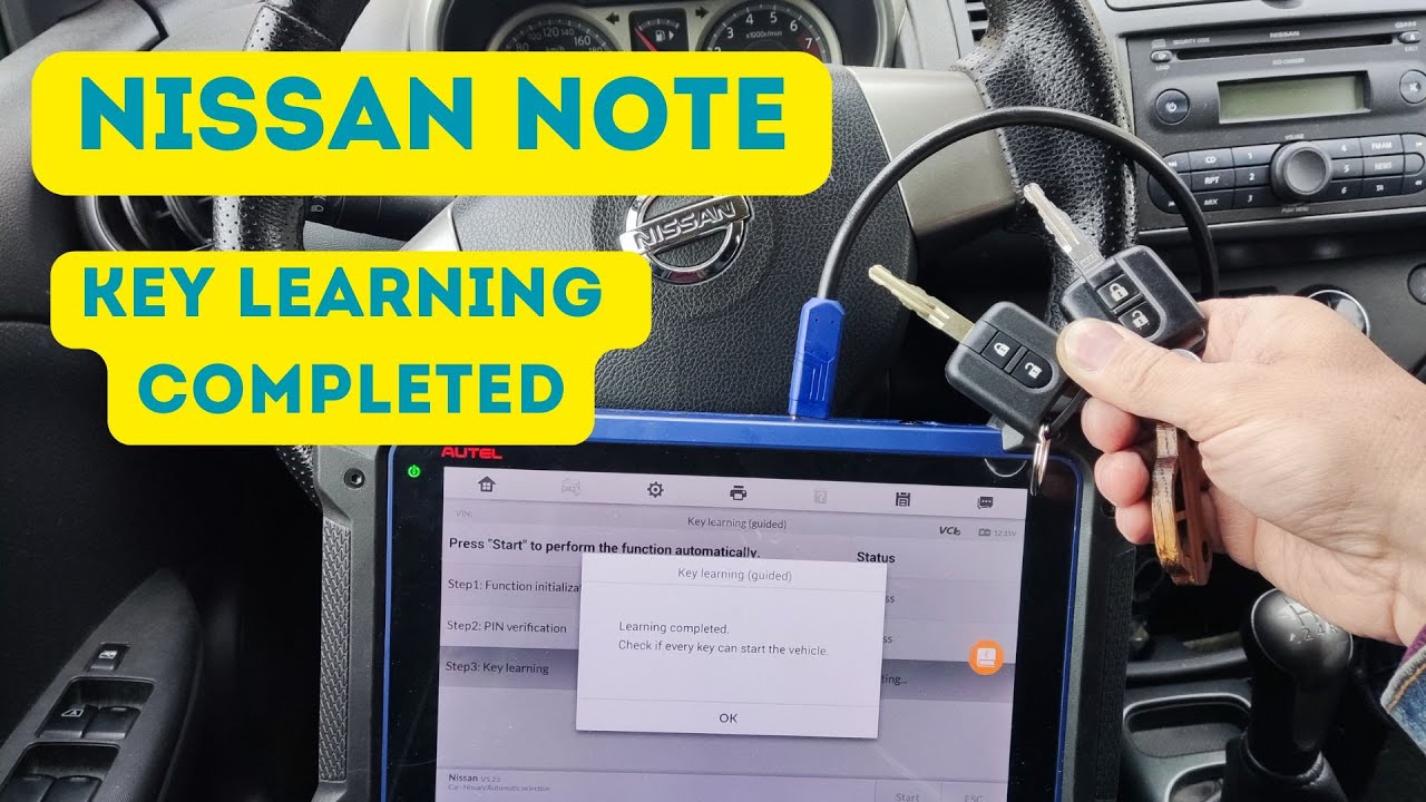 Nissan Note key programming by Autel IM608. Nissan Note add a new key ...