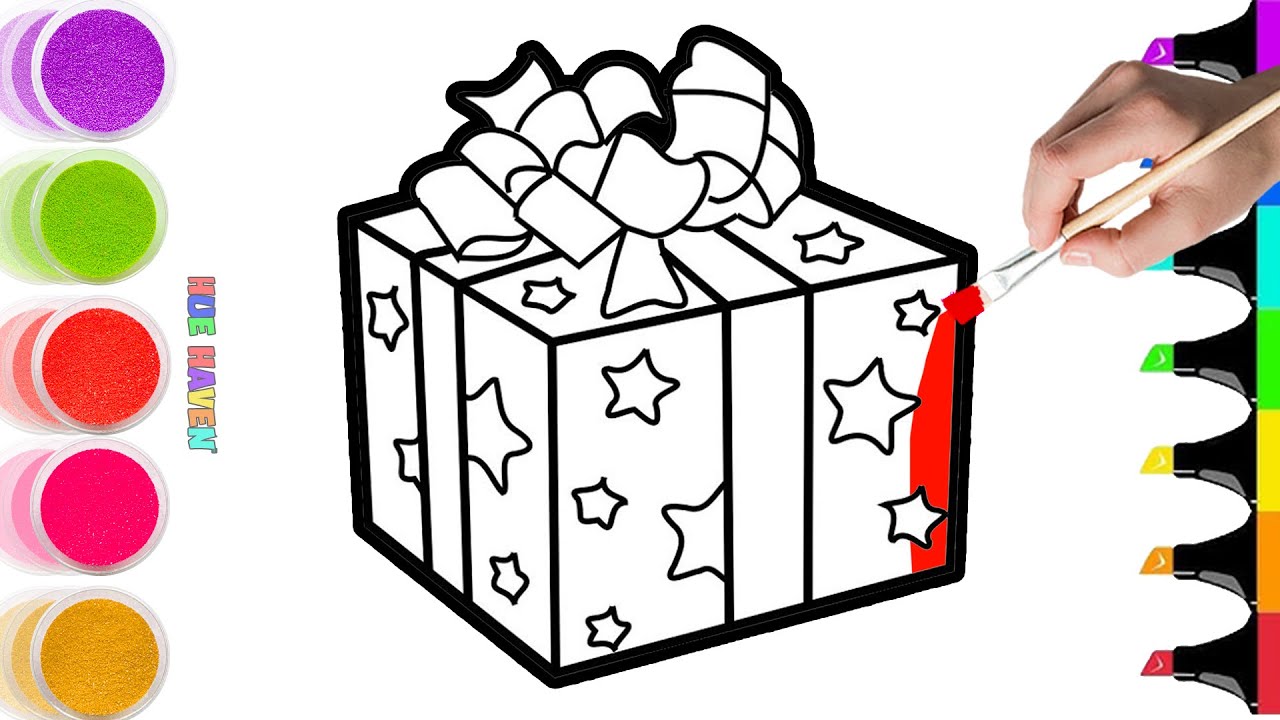 🎁How To Draw Christmas Gift Box | Easy Drawing And Coloring Tutorial ...