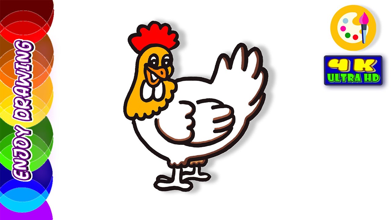 CHICKEN Drawing: How to Draw CHICKEN EASY for Beginners | ENJOY DRAWING ...