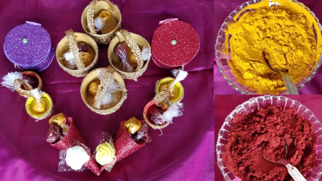 pasupu kumkuma packing ideas | return gift ideas | haldi kumkum packing ...