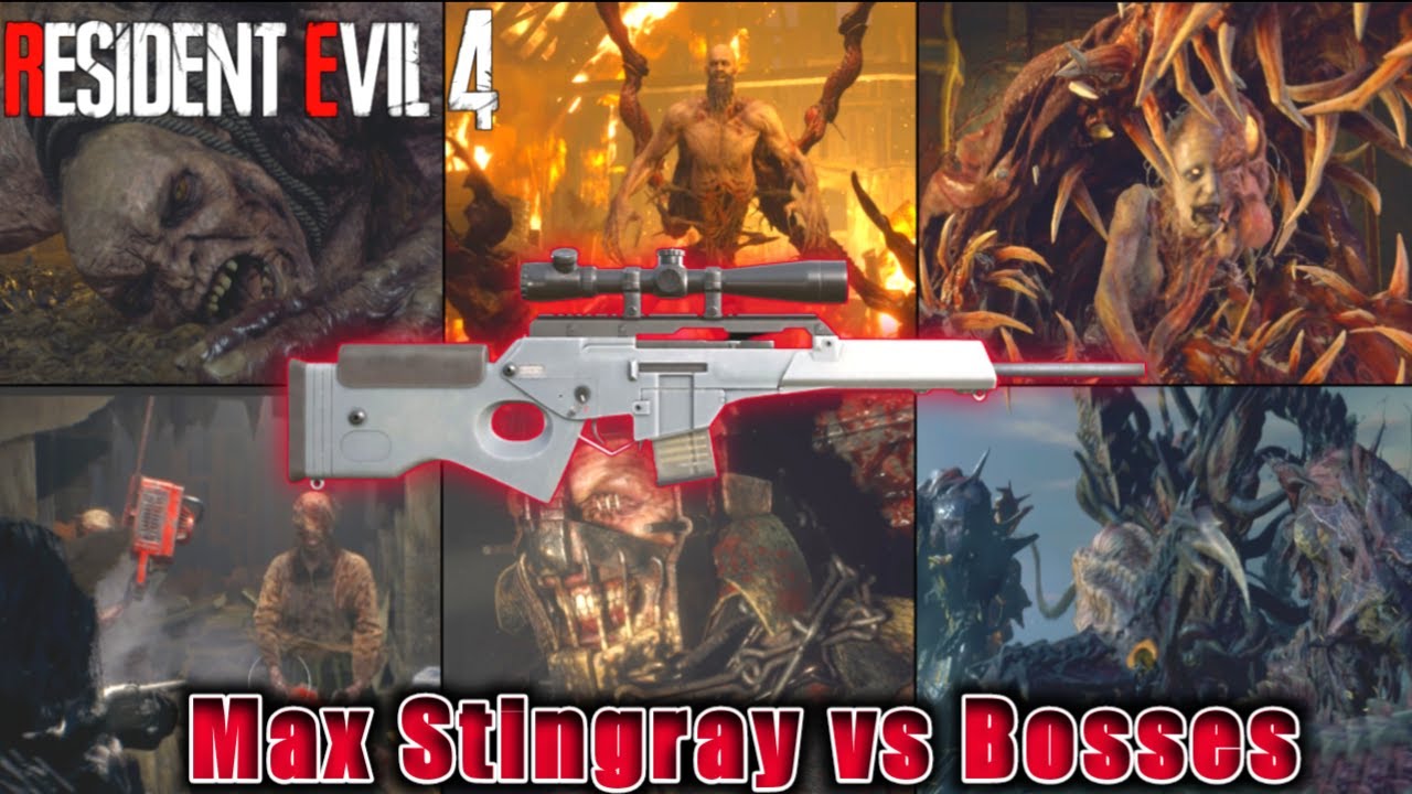 Full Upgrade Stingray Vs All Bosses - Resident Evil 4 Remake - YouTube