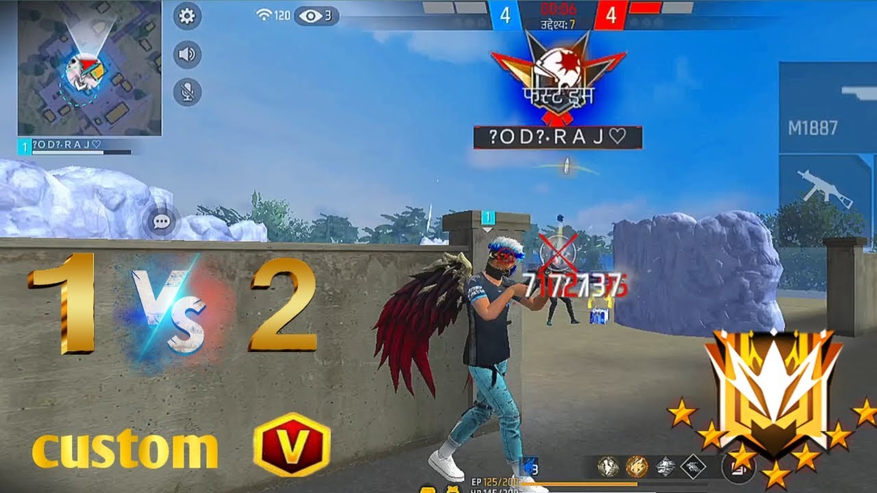 1 vs 2 custom mobile gameplay How To create 1vs2 custom in free fire ...