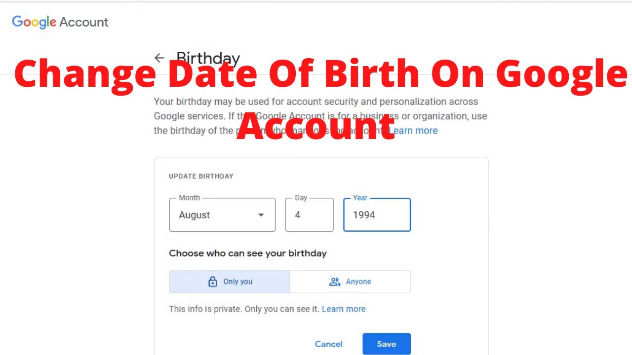 How To Change Date of Birth on Google Account | Gmail Birthday Date ...