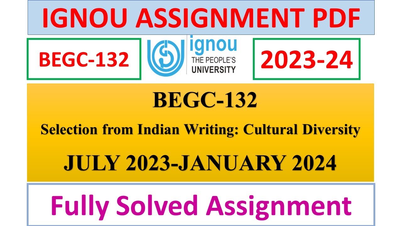 BEGC-132 SOLVED ASSIGNMENT 2023-24 | IGNOU - YouTube